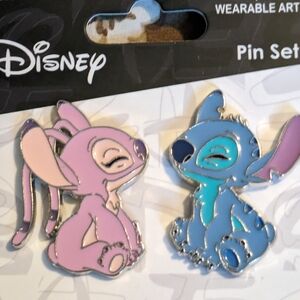Disney | Jewelry | Disneys Stitch And Angel Two Piece Enamel Pin Set ...